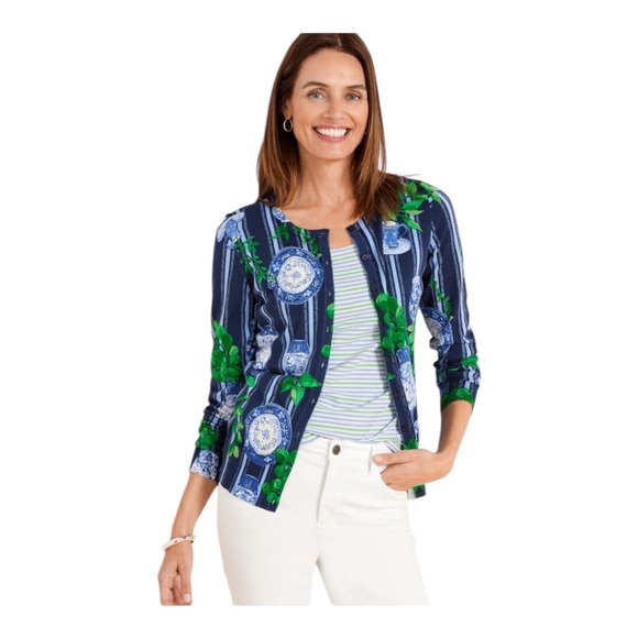 Talbots | Sweaters | Talbots Plus Size 2x Navy Blue Pottery Floral ...